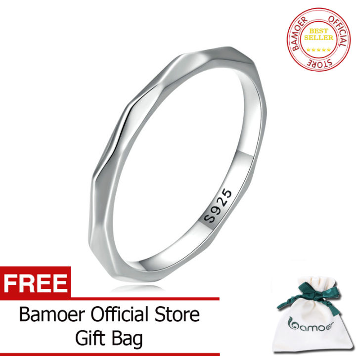 BAMOER Authentic 925 Sterling Silver Minimalism plain ring for women ... BAMOER Authentic 925 Sterling Silver Minimalism plain ring for women ...