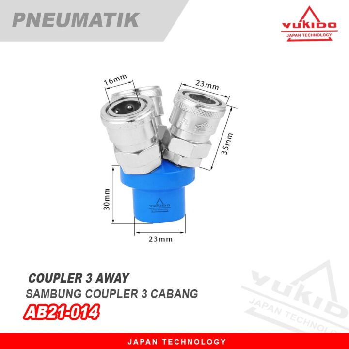 YUKIDO Coupler / kopler cuk cabang 3 / tiga / 3 pass quick coupler ...