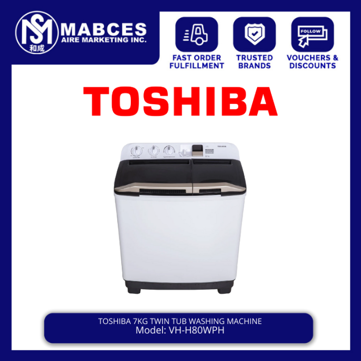 Toshiba 7kg Twin Tub Washing Machine VH-H80WPH | Lazada PH