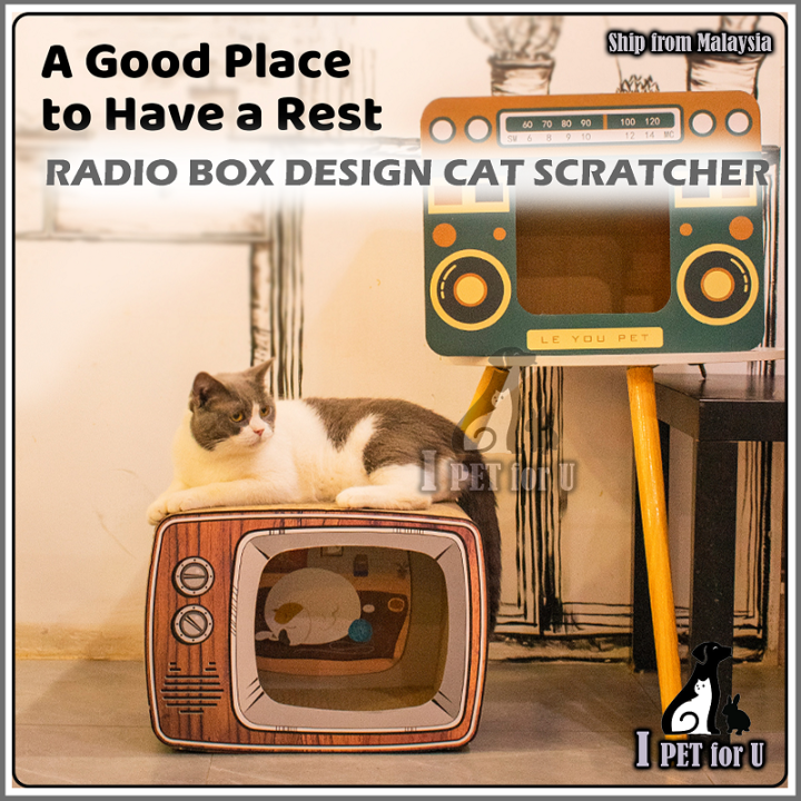 Cat Scratcher TV Radio Box Design Kucing Scratching House (READY STOCK ...