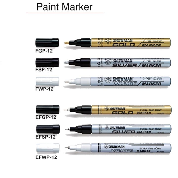 Spidol Snowman Kecil / Besar Putih White / Silver / Gold Paint Marker ...