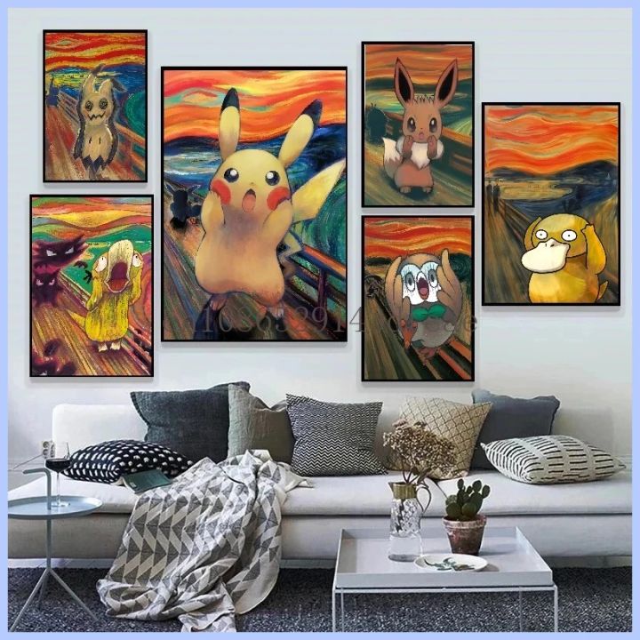 [HOT KLRY] Van Gogh Museum Pokemon Anime Figures Pikachu Watercolor ...