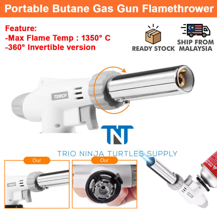 TrioNinja Portable Butane Gas Torch Gun Flamethrower Adjustable Flame ...