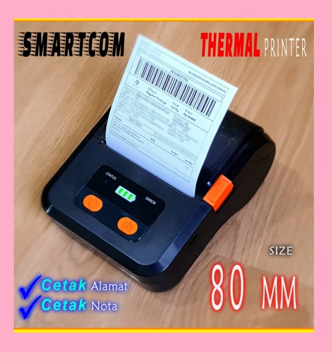 SMARTCOM Printer Thermal Bluetooth USB 80mm Baterai Cetak Alamat Nota ...