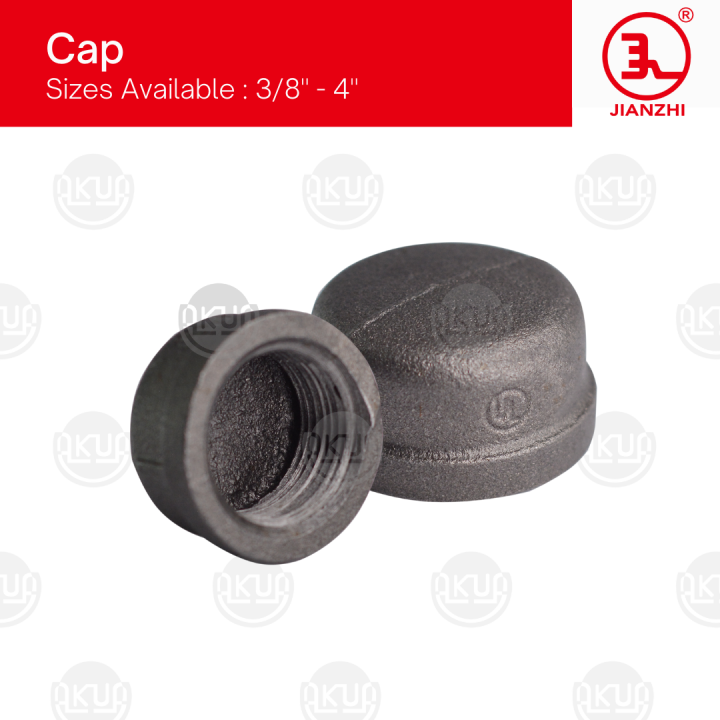 JIANZHI Brand BI/GI Threaded Cap (Banded) 3/4" Screw Type Black Iron ...