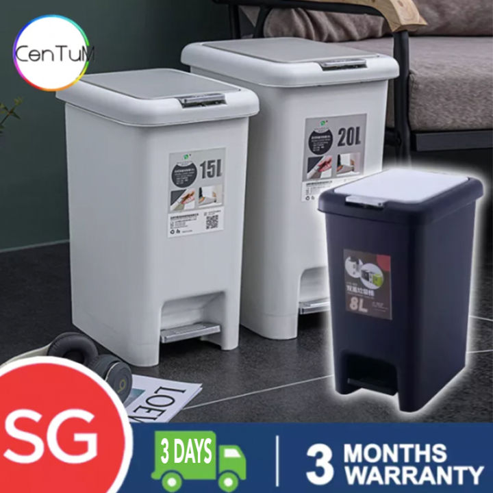 (SG) Step Pedal Dust Bin Rubbish Bin 2 Ways Opening Trash Bin Waste Bin ...