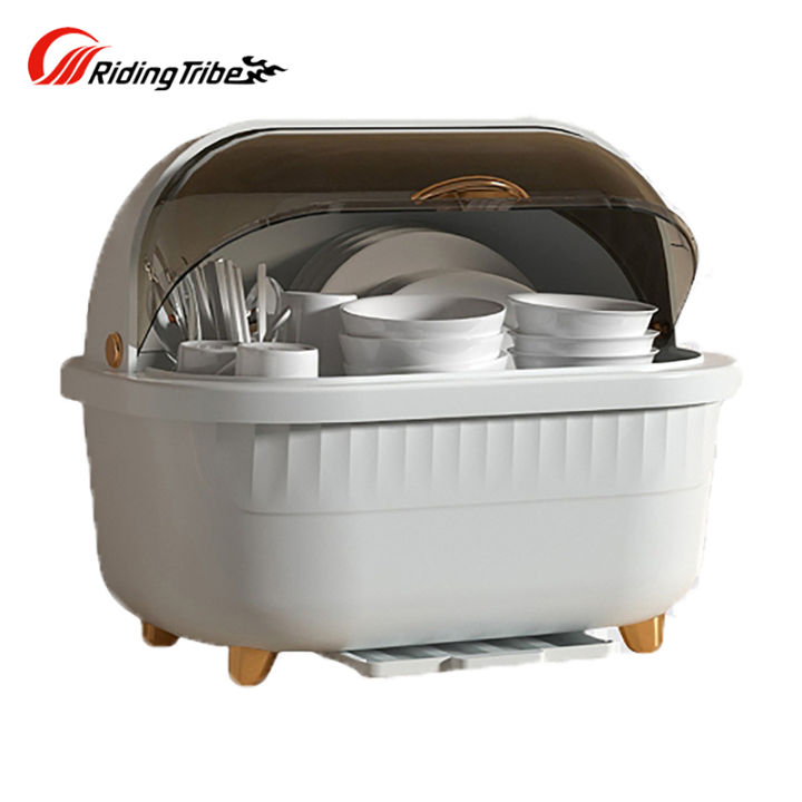Dish Storage Box, Dish Drying Rack With Cover, Detachable Chopstick ...