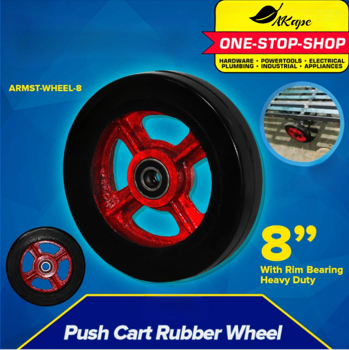 ( E HOMES ) - HEAVY DUTY PUSH CART STEEL BODY RUBBER WHEEL 6 INCH / 8 ...