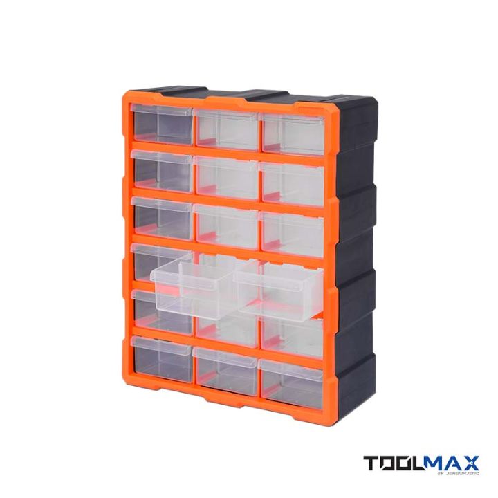Jenstore TOOLMAX ตู้ใส่กล่องอะไหล่พลาสติก ลิ้นชักใส 18 ช่อง รุ่น CB0506 | Lazada.co.th