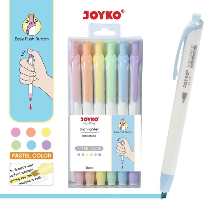 Stabilo Perwarna Highlighter Joyko HL-77-6 Warna Pastel Color | Lazada ...