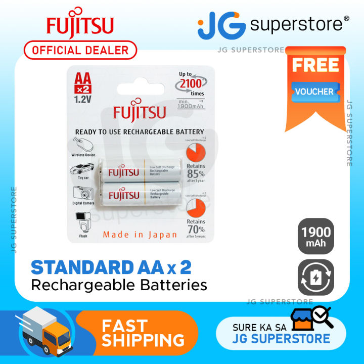 Fujitsu 1.2V 1900mAh Ready-to-use NiMH Low Self-Discharge Rechargeable ...