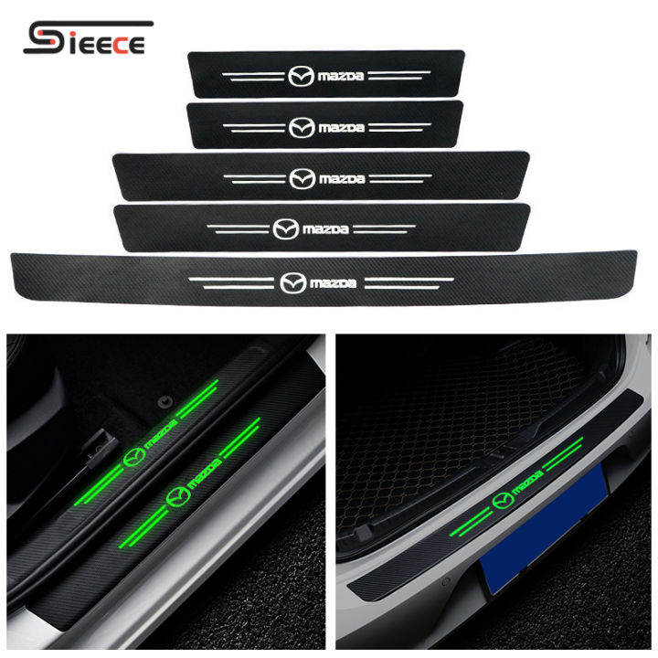 Sieece Car Door Sill Protector Carbon Fiber Luminous Auto Trunk Sticker ...