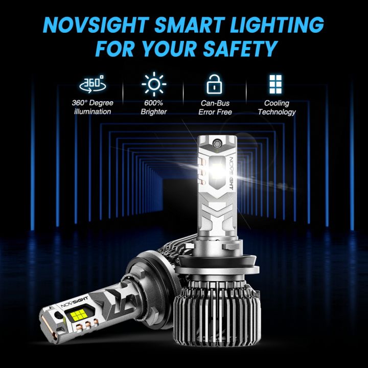 Novsight N75 9005/HB3 9006/HB4 9012/HIR2 H4 H7 H11 LED Headlight Bulbs ...