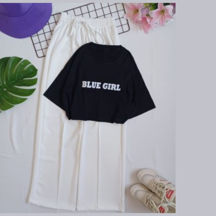 Joy Sana Baju Crop Cewek Korea Style / One Set Crop Cewek Kekinian Blue ...