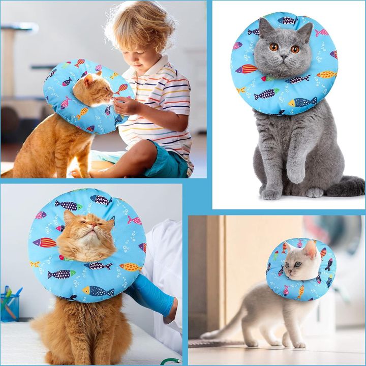 Cat Cone Collar Soft, Cute Cat Donut Adjustable Cat Recovery Collar ...