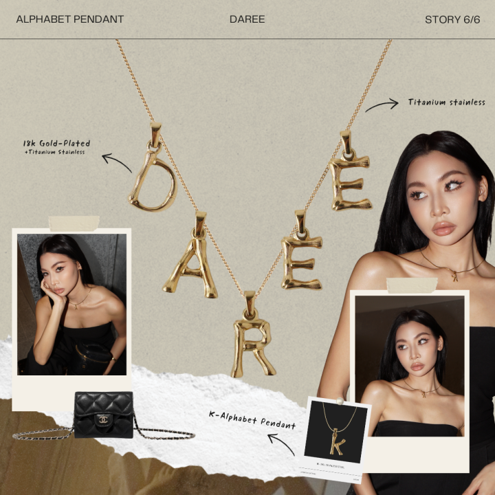 Alphabet Pendant - Daree 316L Stainless Steel Necklace | Lazada.co.th