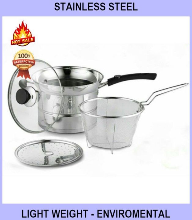 Periuk Pengukus Periuk Goreng Ayam Periuk Sup 4 Dalam 1 Saiz 18cm Multi ...