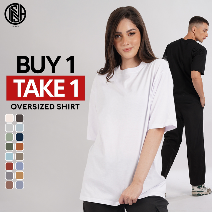 INSPI BUY 1 TAKE 1 Premium Oversized Plain Tshirt for Men & Women Boxy ...