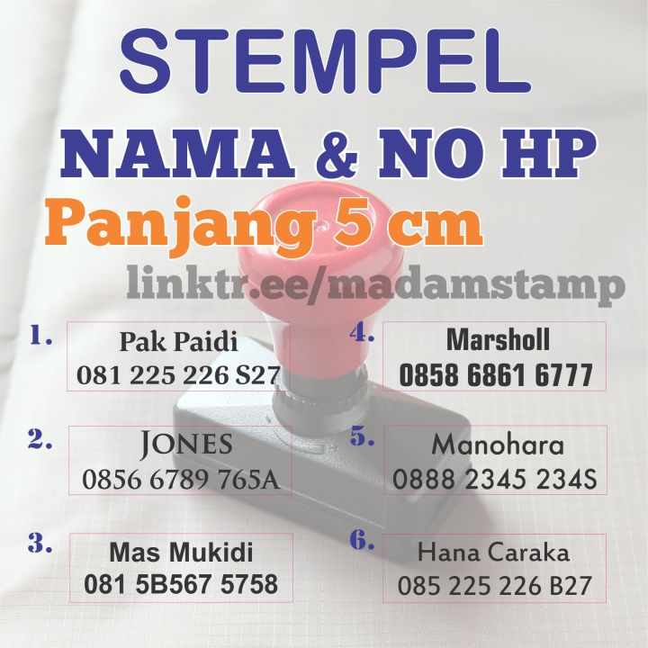 stempel nama nomor marketing sales HP rumah motor mobil hape brosur ...
