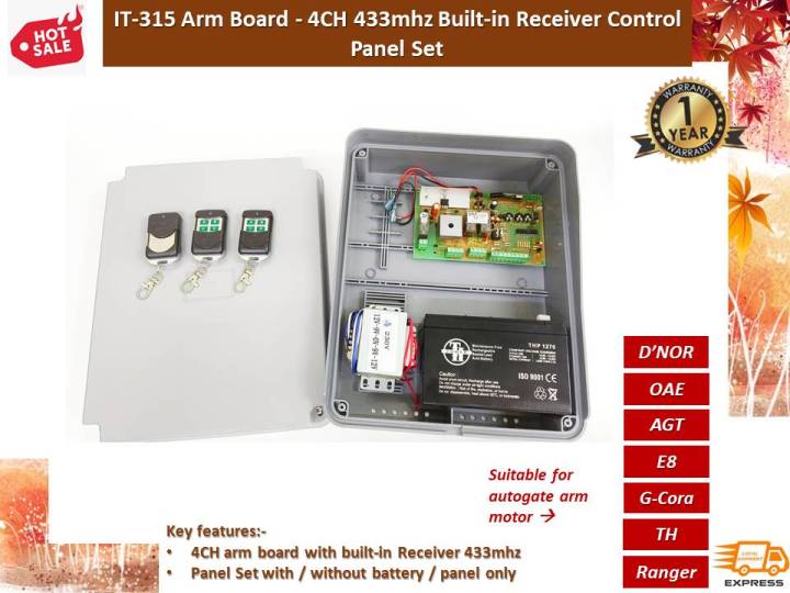 Autogate 4CH Control Panel Set - IT-315 Board + 4 Channel Remote Set ...