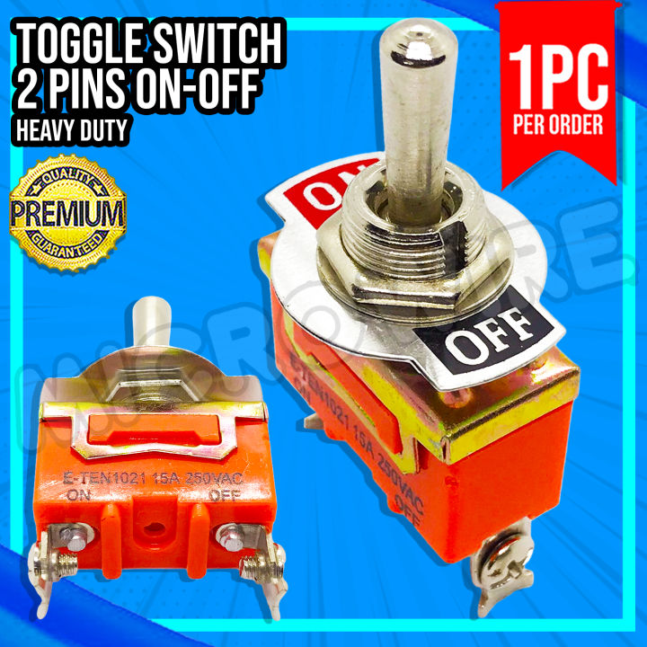 Heavy Duty ON and OFF 2 PINS SPST Metal Toggle Rocker Switch 15A up to ...