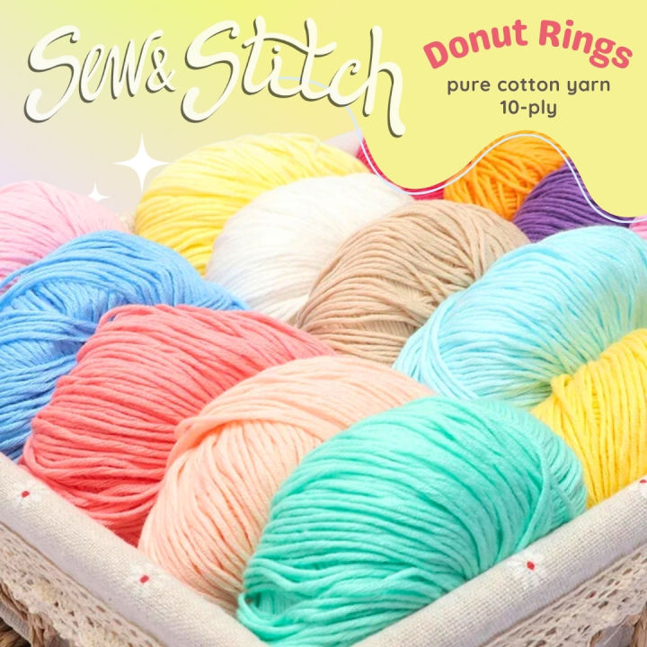 100% Pure Cotton Yarn 10ply Donut Rings for Knitting and Crochet ...