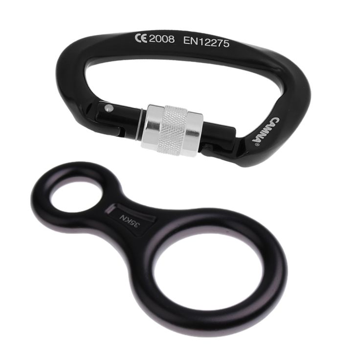 LazaraLife 25KN Climbing Lock Carabiner + 35KN Figure 8 Rope Descender ...