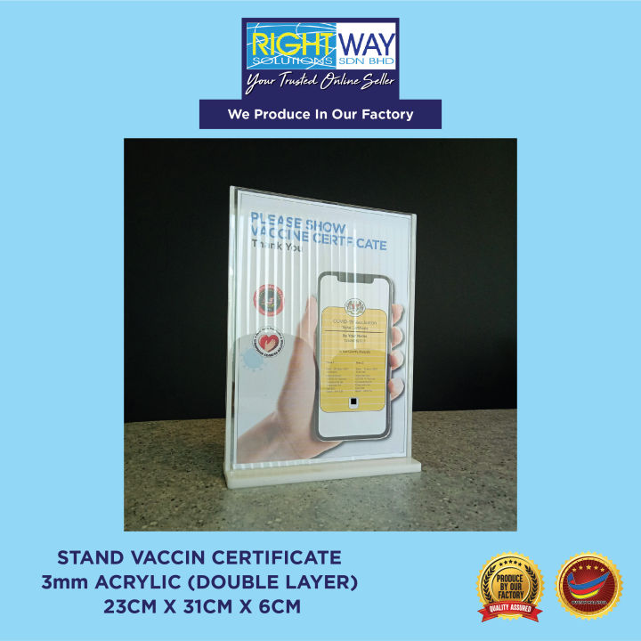 STAND DIGITAL CERTIFICATE 3mm ACRYLIC (DOUBLE LAYER) SIZE (23CM X 31CM ...