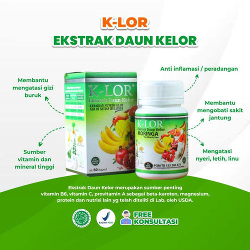 Kapsul K-Lor | Moringa | Daun Kelor | Multivitamin | Multimineral ...