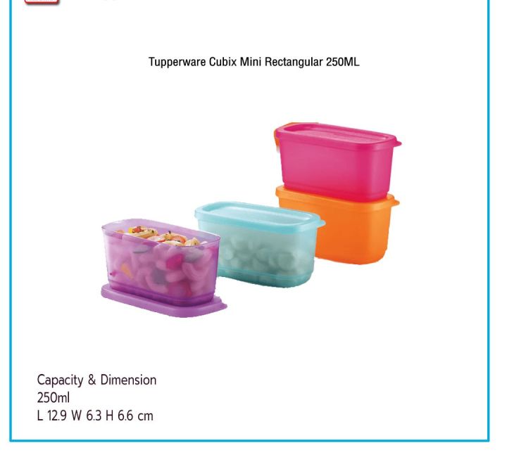 ภาชนะบรรจุอาหาร Tupperware Cubix Mini Rectangular 250ML ราคาต่อ1ใบ สุ่ม ...