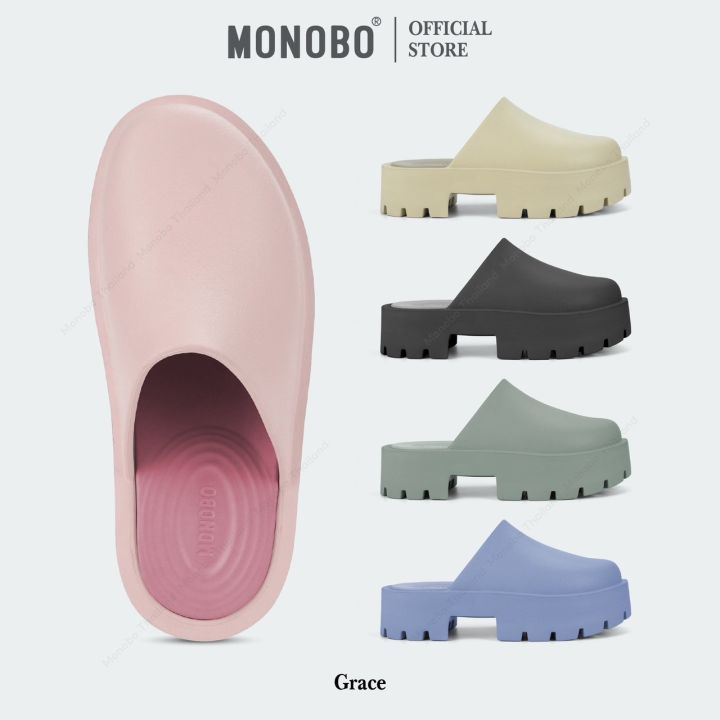 Monobo รุ่น Grace รองเท้าแตะแบบสวมแฟชั่นเสริมส้น ของแท้100% | Lazada.co.th