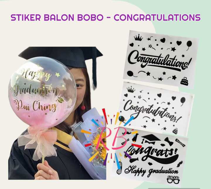 Stiker Balon CONGRATULATIONS HAPPY GRADUATION / Stiker Balon Bobo Pvc ...