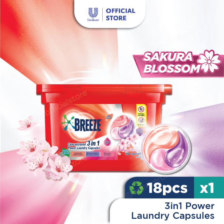Breeze 3in1 Laundry Capsule Sakura Blossom 18pcs | Lazada