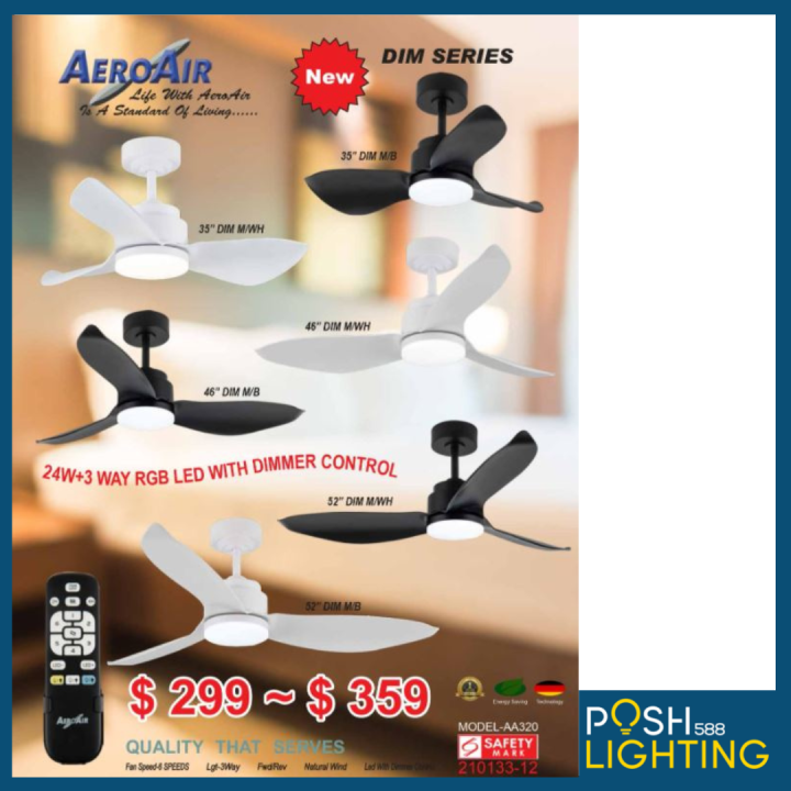 AeroAir AA320 Fan with Dimmable Tri Tone LED | Lazada Singapore