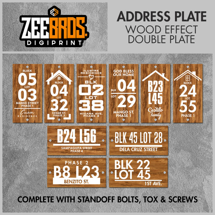 House Address Plate (Wood Effect - Double Plate) | Lazada PH