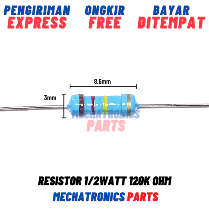 10 buah RESISTOR 1/2WATT 120K OHM | Lazada Indonesia