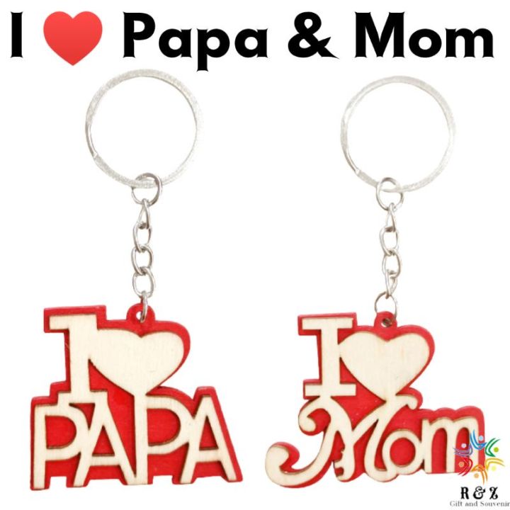 I Love Father Keychain / I Love Mom Keychain / Father Day Present ...