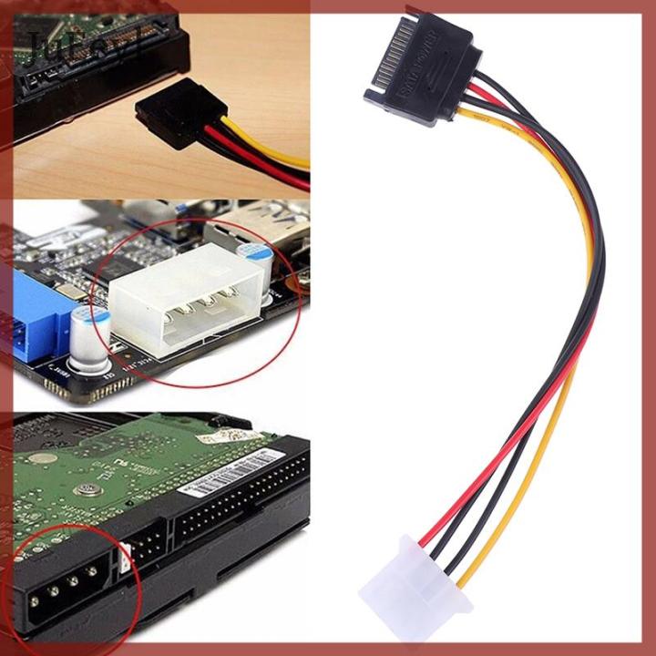 JuEeyl SATA TO IDE Power Cable 15 Pin SATA Male to Molex IDE 4 Pin ...