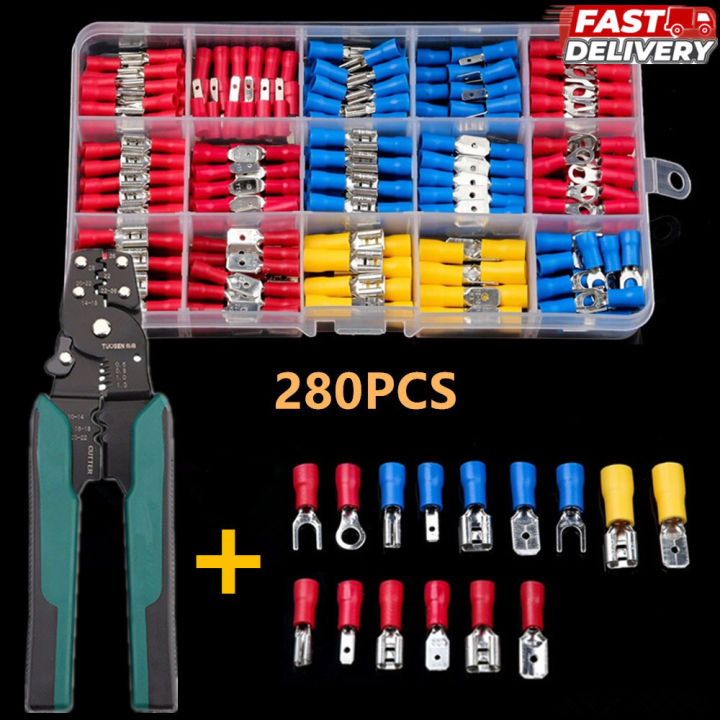 [COD+Manila Stock] 280pcs Assorted Crimp Spade Terminal Wire Flat Female and Male Insulated ...