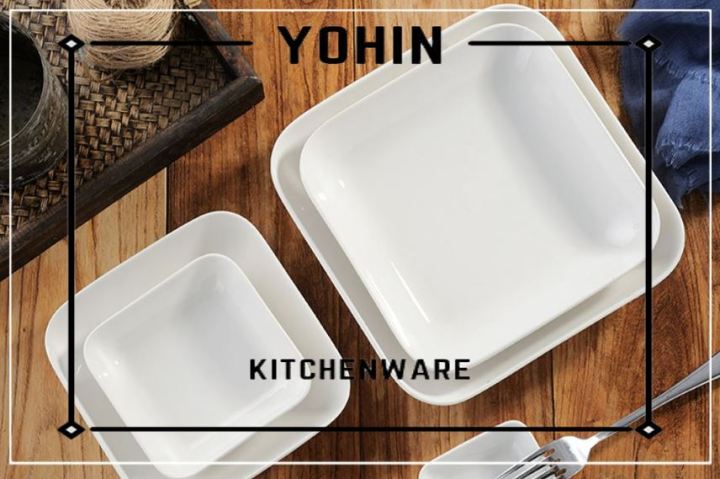 YOHIN Microwavable Square Plate Dish Plate/ Pinggan Empat Segi/ 方形陶瓷碗 ...
