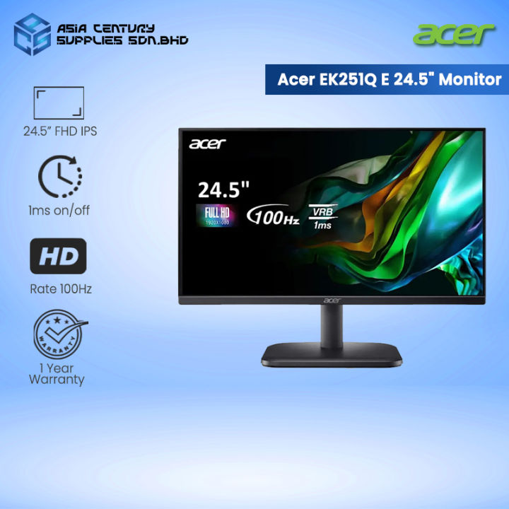 Acer EK251Q E 24.5'' IPS FHD 1MS 100Hz SRGB 99 AMD / HDMI VGA / Monitor ...