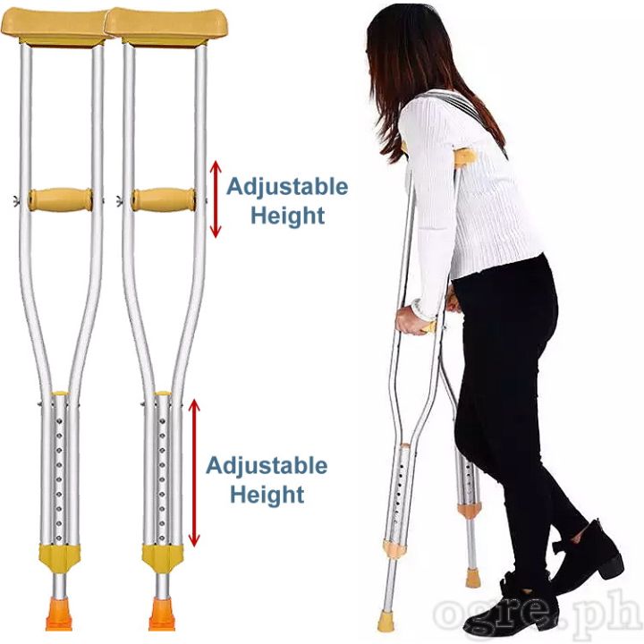 Heavy Duty Adjustable Aluminum Alloy Medical Axillary Crutches 1 Pair ...