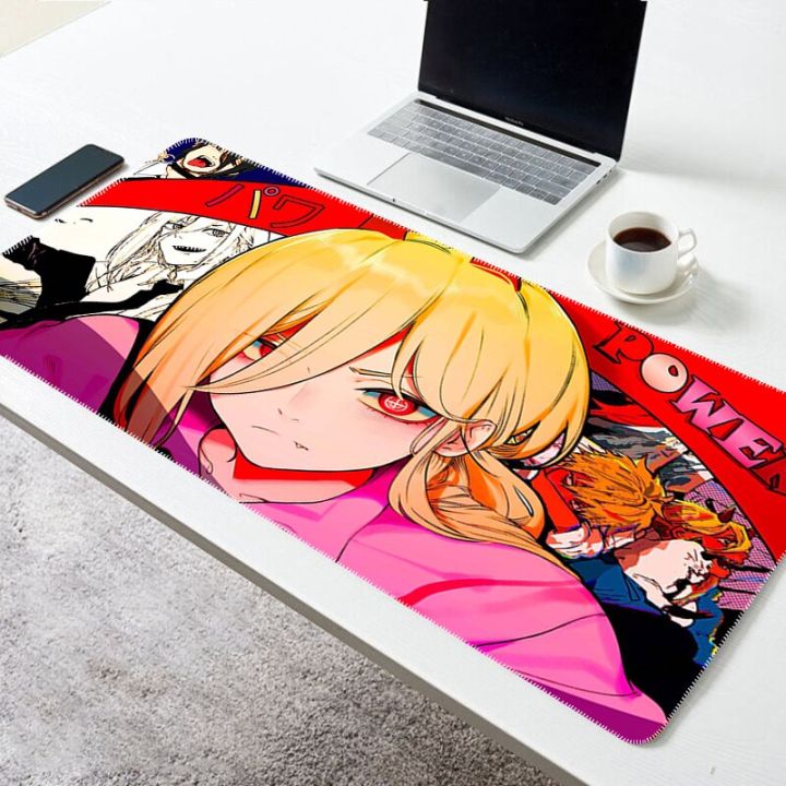 New Chainsaw Man Desk Mat power Pc Accessories Extended Pad Mousepad ...