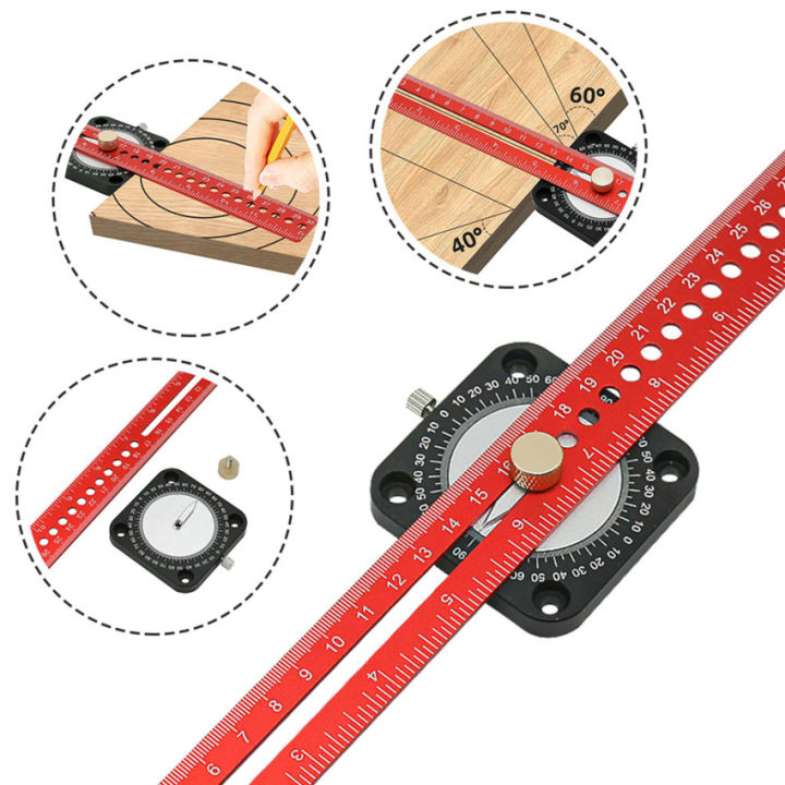 Woodworking Scriber Compass Angle Scoring Ruler Adjustable T-type Ruler ...