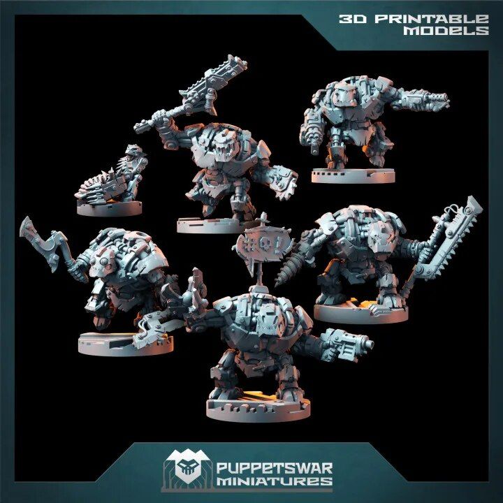 ToyBear Ork mechanical soldier statue, unpainted resin, inventory model ...