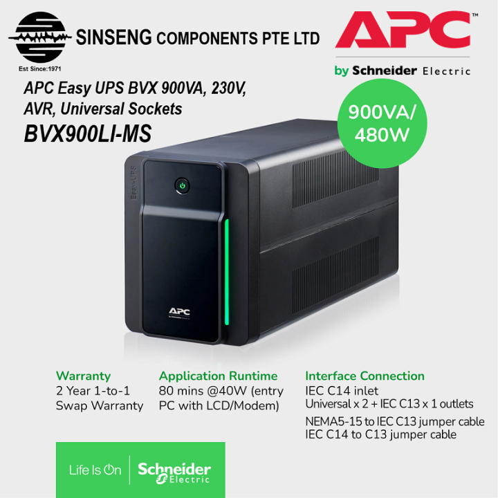 APC Easy UPS BVX 900VA, 230V, AVR, Universal Sockets, BVX900LI-MS ...