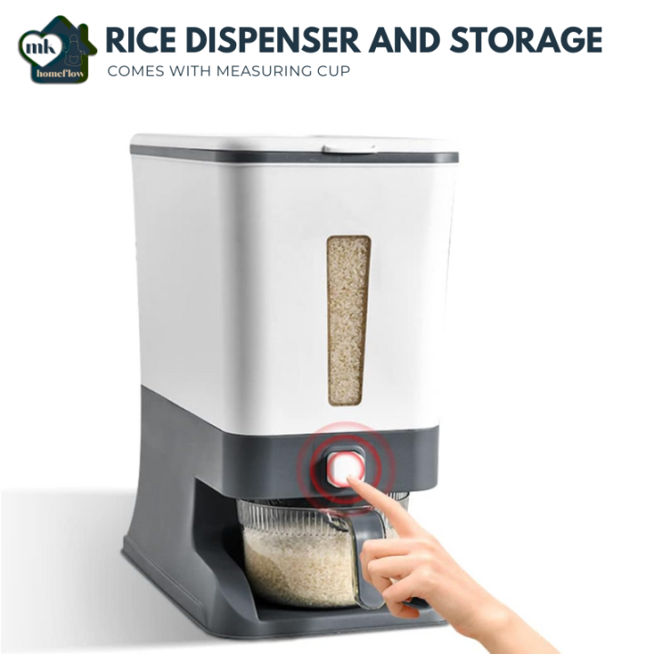 MK HomeFlow 10KG Rice Dispenser and Storage with Measuring Cup, Dry ...