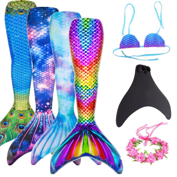 Girls Mermaid Tail Swimsuit Children the Little Mermaid Costume Cosplay ...