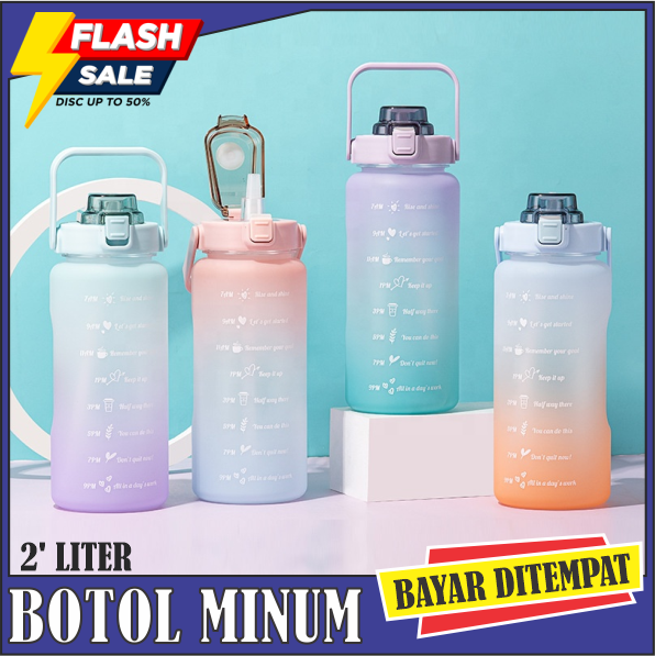 Botol Minum 2 Liter Viral Botol Motivasi Aestetik Botol Minum Gradasi ...