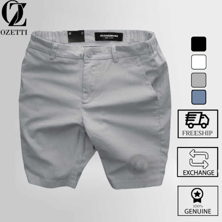 Logo Embroidery Shorts For Men 2 Side Pockets, Button Waist, Thick ...